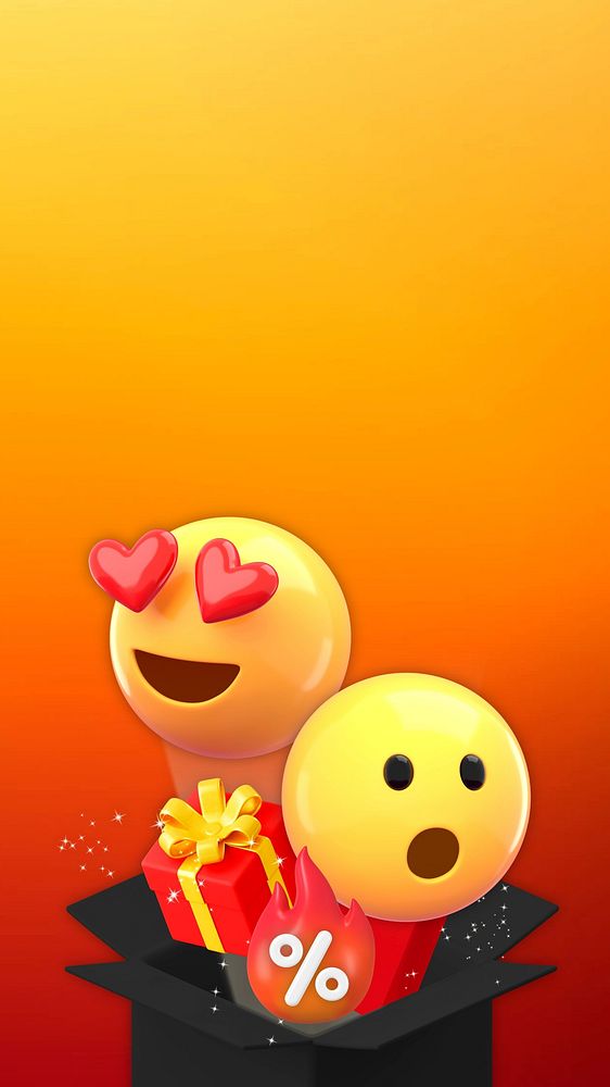 Shopping reward emoticons iPhone wallpaper, | Premium Photo - rawpixel
