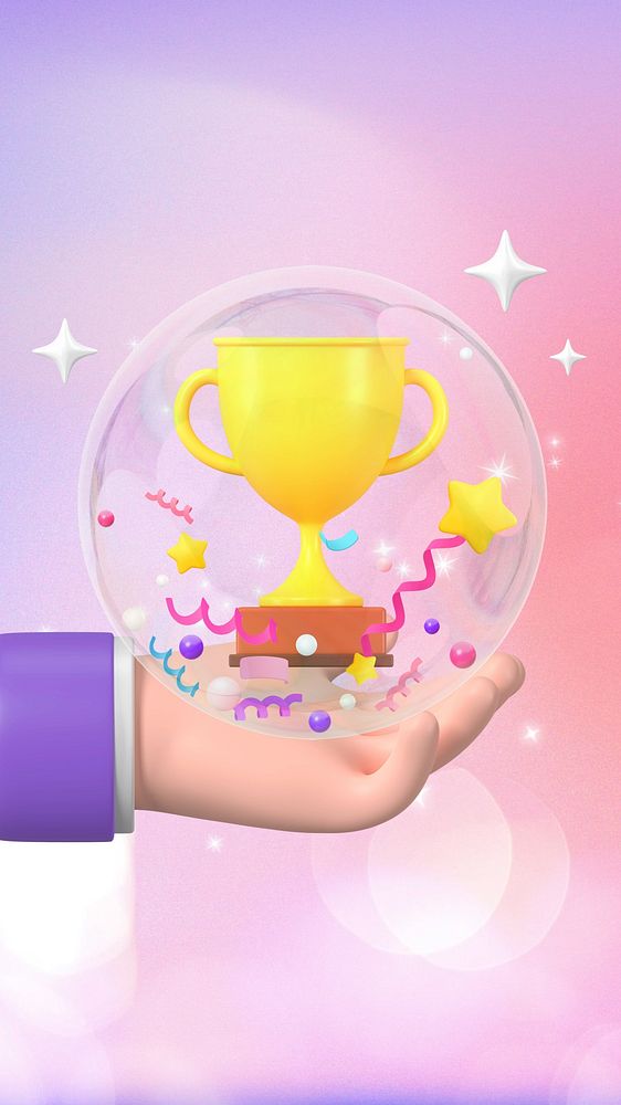 Hand presenting trophy iPhone wallpaper, | Premium Photo - rawpixel