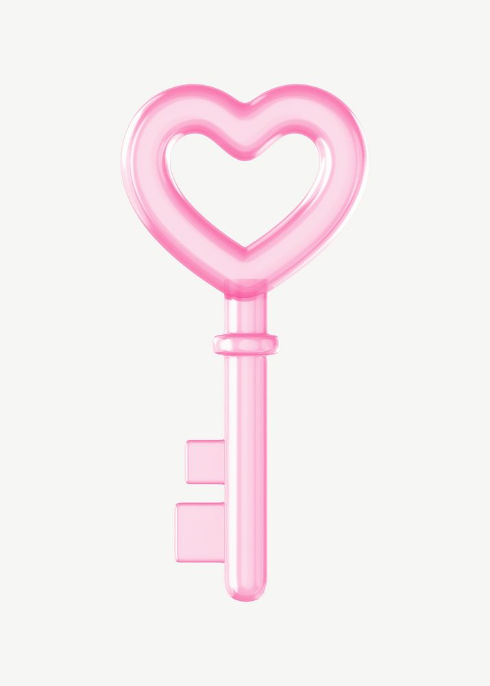 Pink heart key, 3D Valentine's | Premium PSD - rawpixel