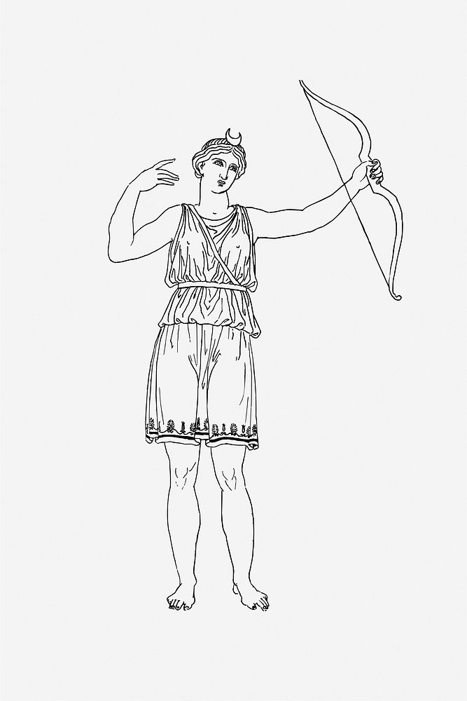 Ancient greek archery woman line | Free Photo Illustration - rawpixel