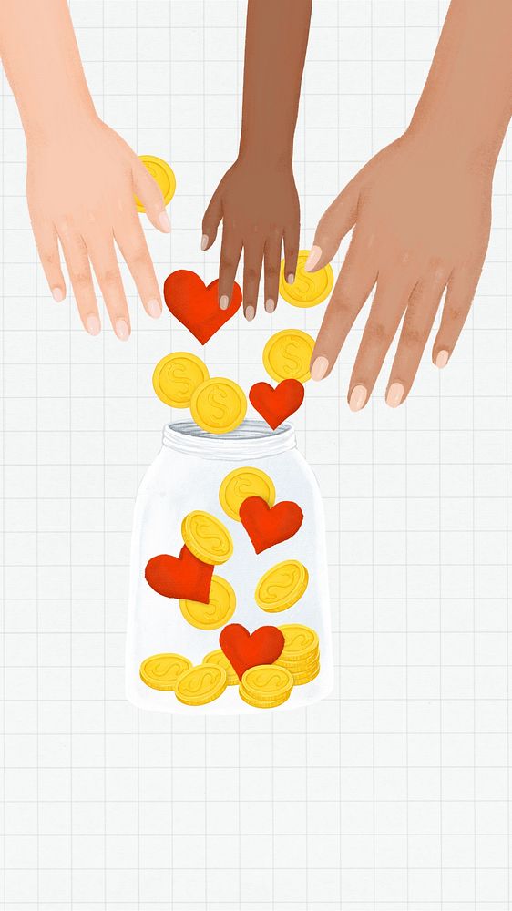 Donation money jar iPhone wallpaper, | Premium Photo Illustration ...