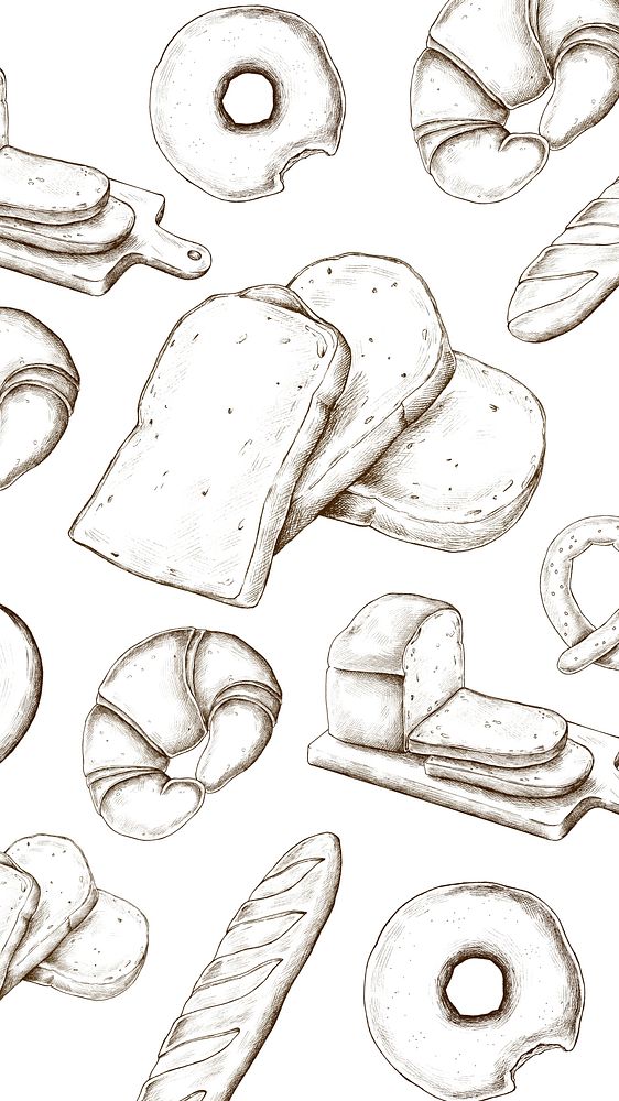 Bread illustration white iPhone wallpaper | Free Photo - rawpixel