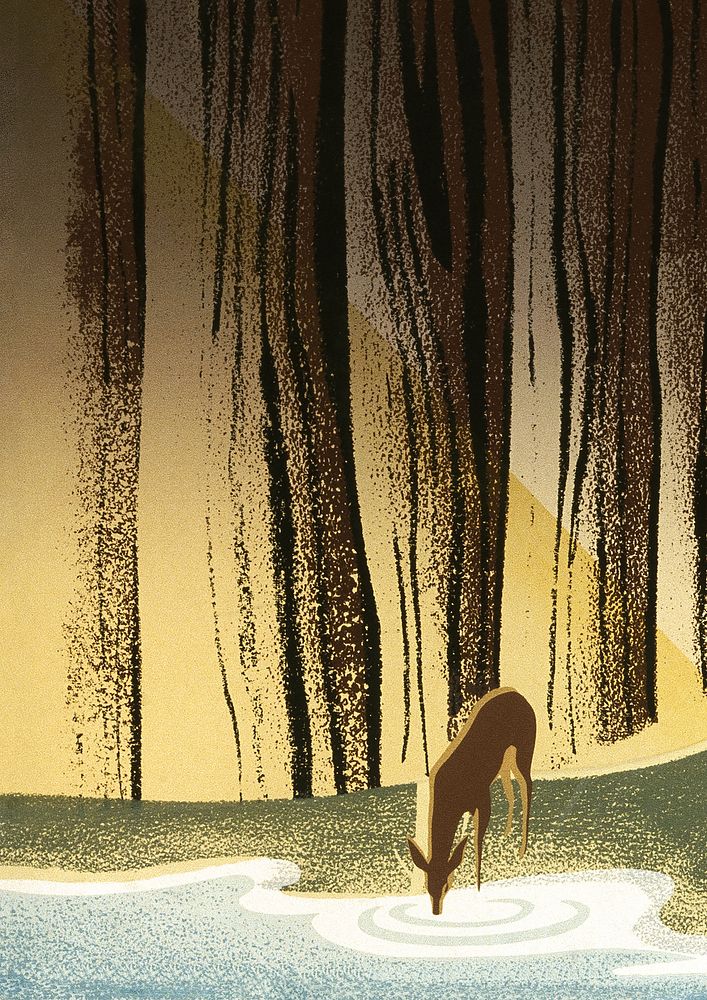 Deer stream background. Remixed rawpixel | Premium Photo Illustration ...