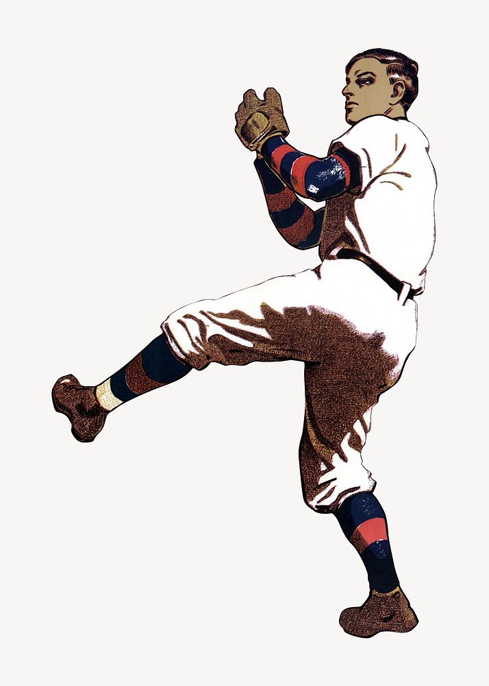 Baseball pitcher chromolithograph collage element. | Premium Photo ...