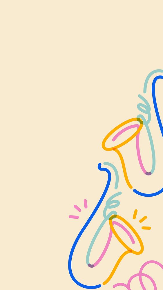 Saxophone doodle border iPhone wallpaper | Free Photo - rawpixel