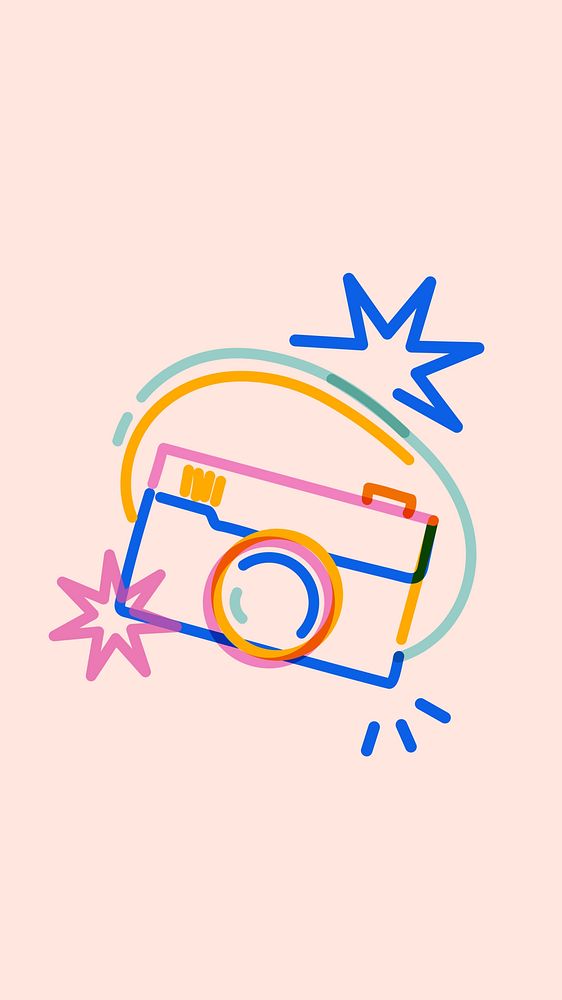 Colorful camera doodle iPhone wallpaper | Free Photo - rawpixel