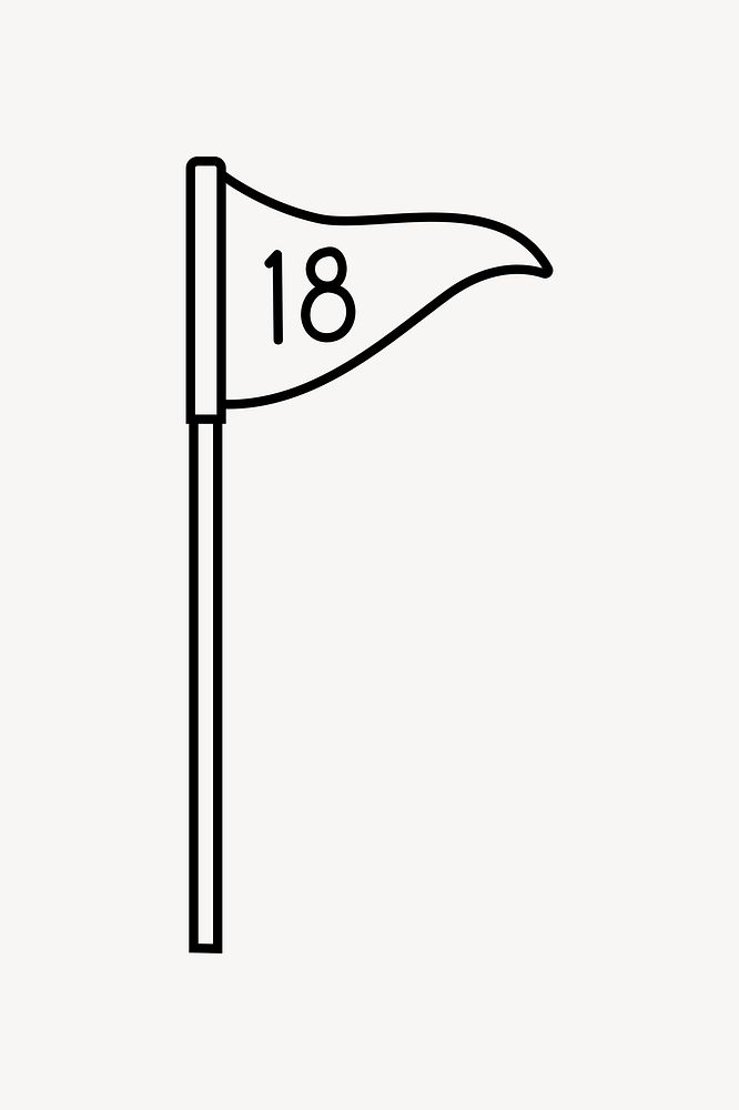 18th hole flag line art | Free Photo Illustration - rawpixel