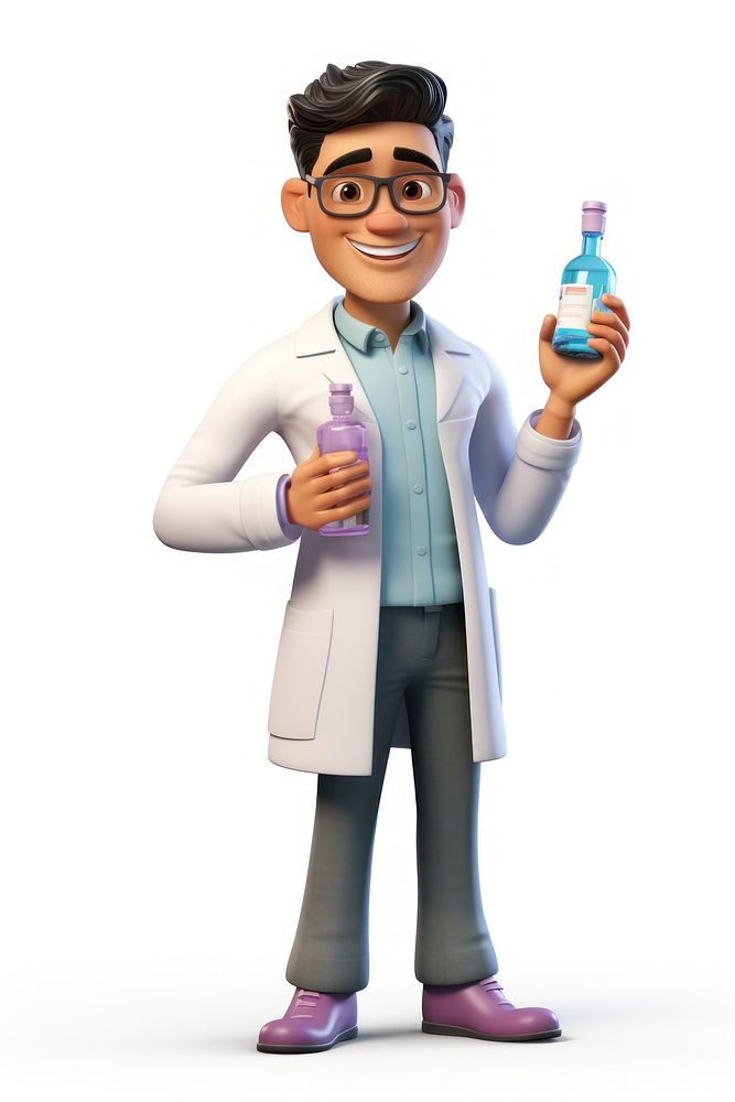 Bottle holding cartoon laboratory. | Free Photo Illustration - rawpixel