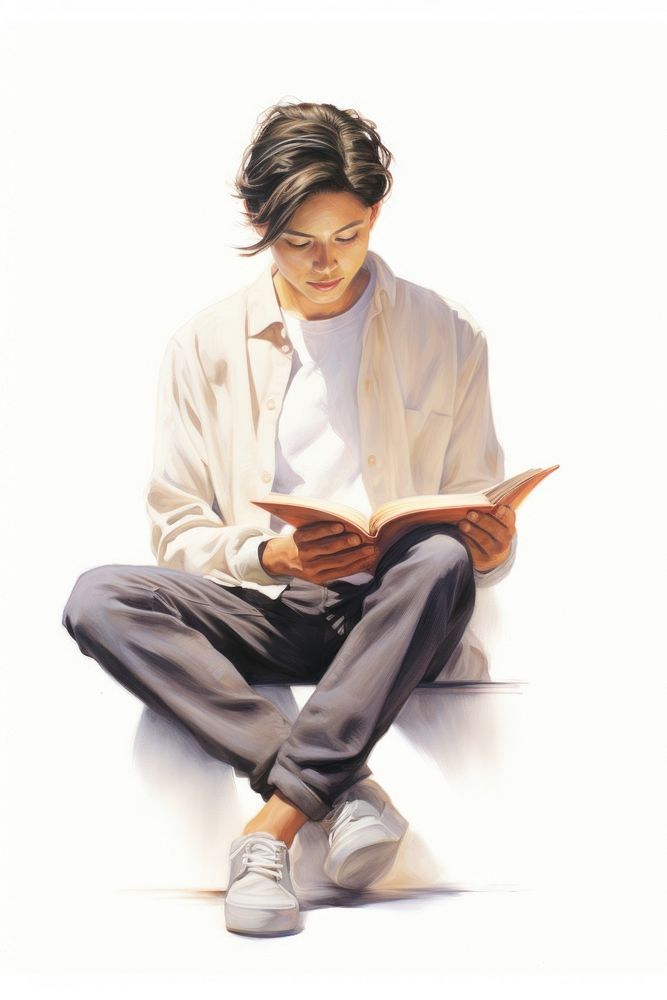 Reading portrait sitting person. AI | Premium Photo Illustration - rawpixel