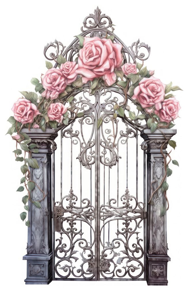 Gate rose architecture flower. | Premium Photo Illustration - rawpixel
