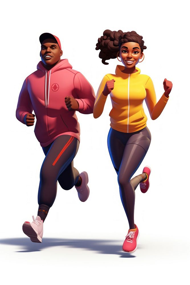 Running jogging cartoon sports. | Free Photo Illustration - rawpixel