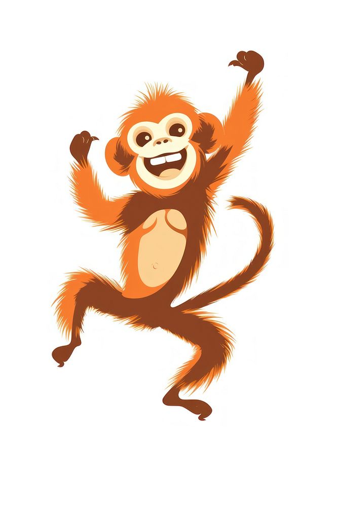 Monkey happily jumping wildlife mammal | Free Photo Illustration - rawpixel