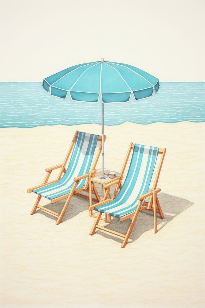 Beach furniture outdoors drawing. | Free Photo Illustration - rawpixel