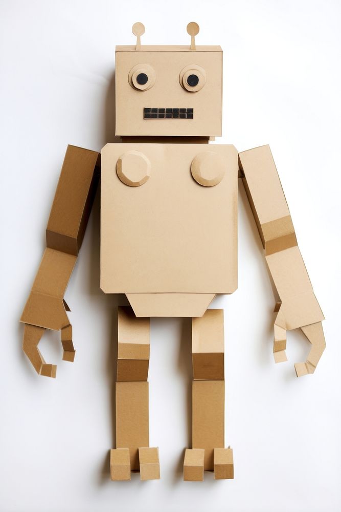 Robot cardboard white background anthropomorphic. | Free Photo ...