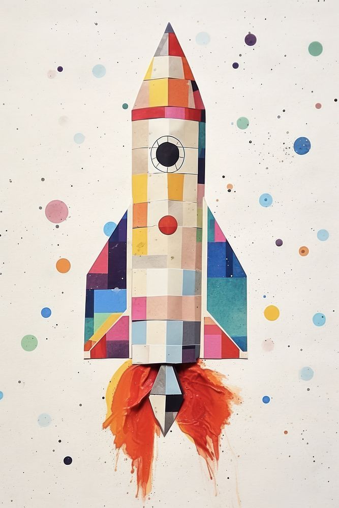Launching rocket painting paper art. | Premium Photo Illustration ...