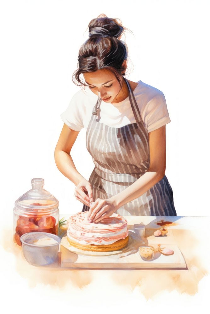 A woman baking cooking drawing | Free Photo Illustration - rawpixel