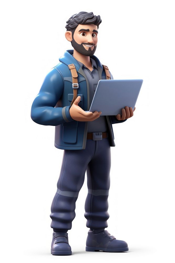 IT Technician laptop computer cartoon. | Premium Photo Illustration ...