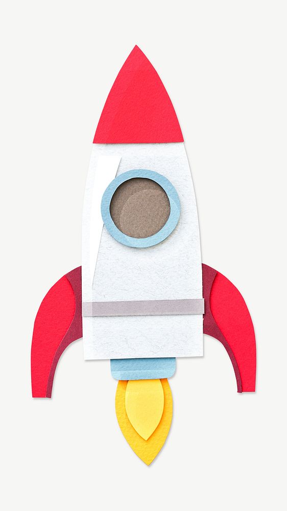 Paper rocket ship collage element | Premium PSD - rawpixel