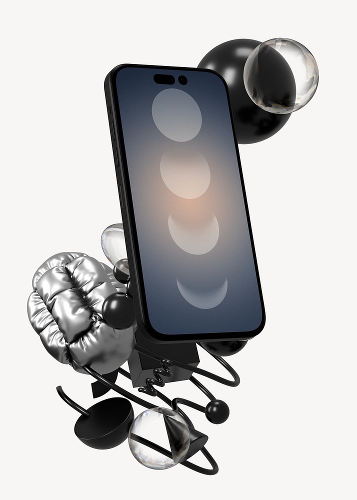 3D floating smartphone with lunar | Premium Photo - rawpixel