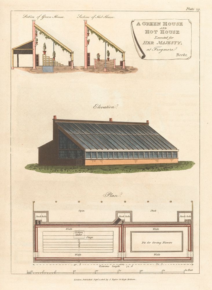 Plans, elevations sections, hot-houses, green-houses | Free Photo ...