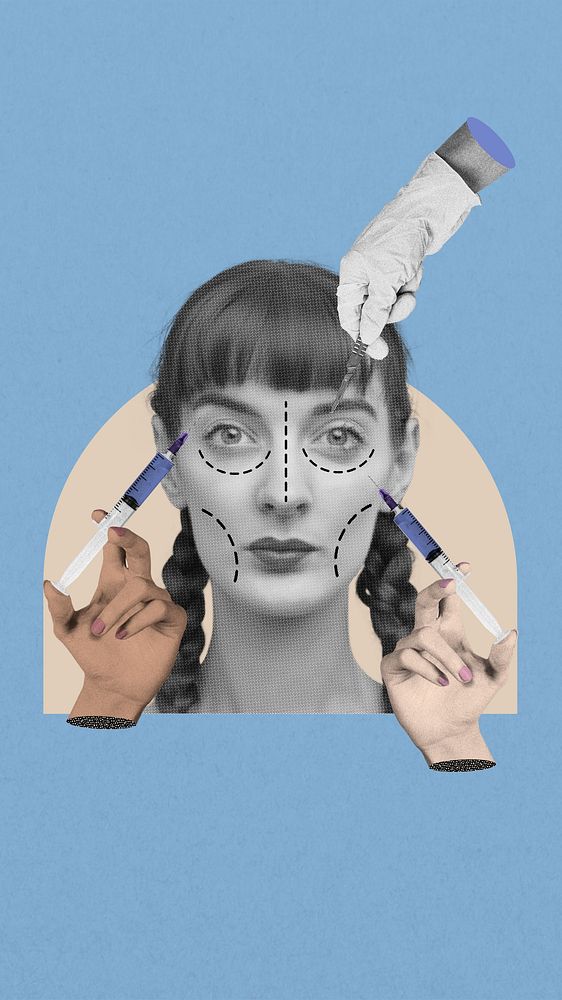 Cosmetics surgery collage phone wallpaper, | Premium Photo - rawpixel