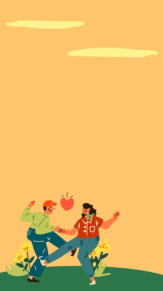Couple dance doodle iPhone wallpaper | Premium Photo - rawpixel