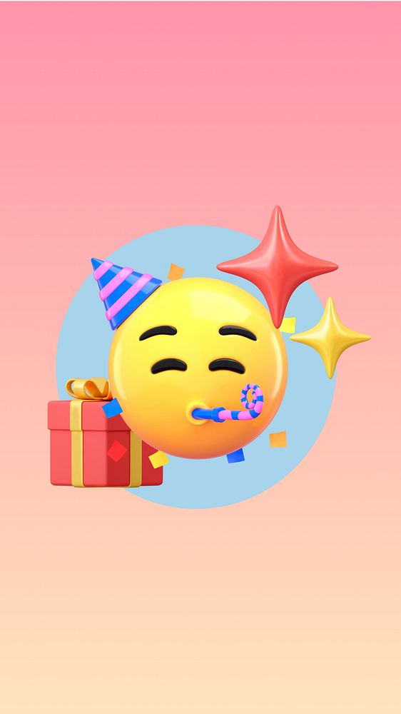 3D party emoticon iPhone wallpaper | Premium Photo - rawpixel