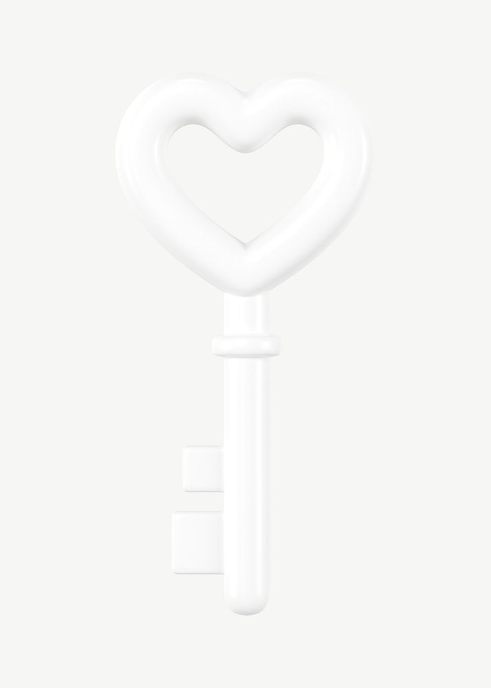 White heart key, 3D Valentine's | Premium PSD - rawpixel