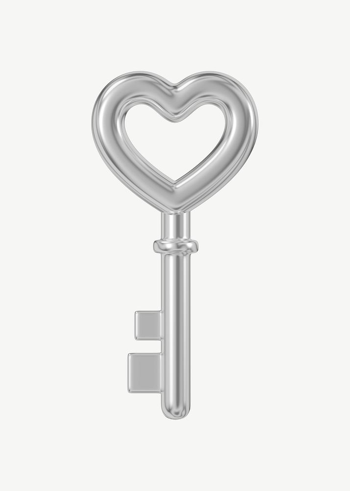 Silver heart key, 3D Valentine's | Premium PSD - rawpixel