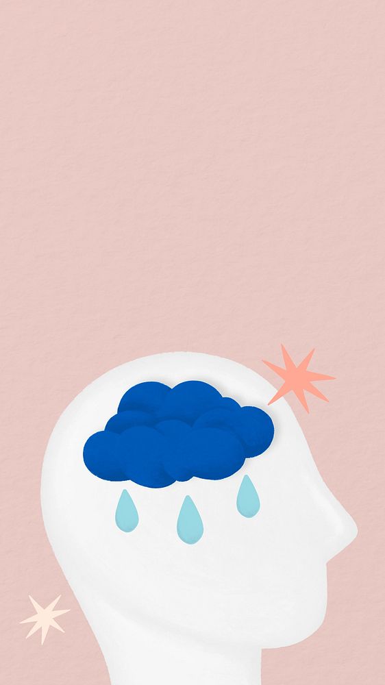 Clouded brain depression phone wallpaper, | Premium Photo Illustration ...