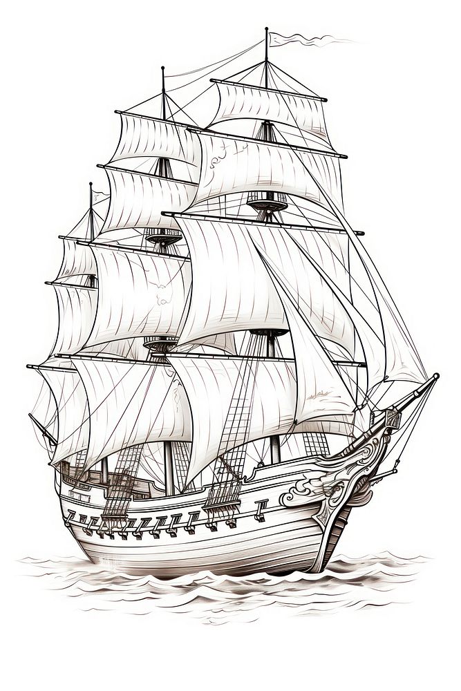 Galleon ship sailboat vehicle drawing. | Free Photo Illustration - rawpixel