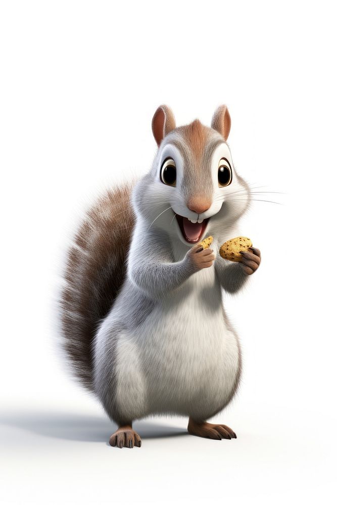 Grey squirrel eating nut cartoon | Free Photo Illustration - rawpixel