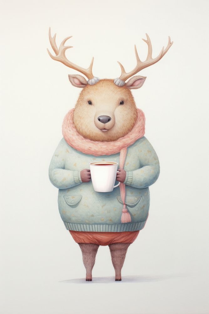 Deer holding coffee mammal animal | Premium Photo Illustration - rawpixel