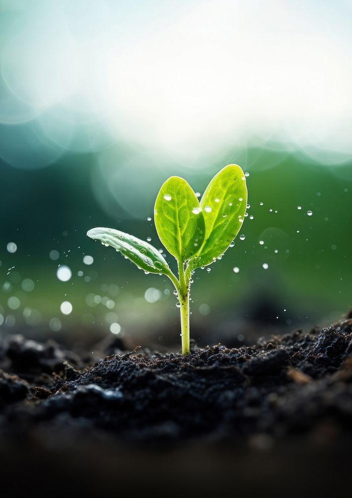 Photo water drop newly planted | Premium Photo - rawpixel