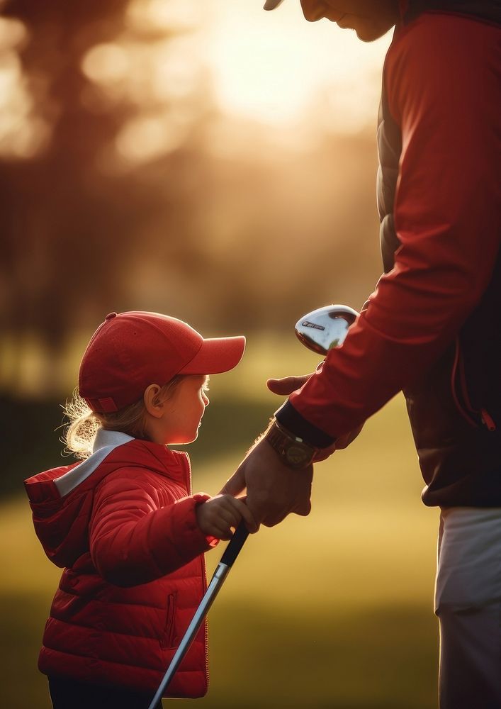 Dad playing golf son. AI | Free Photo - rawpixel