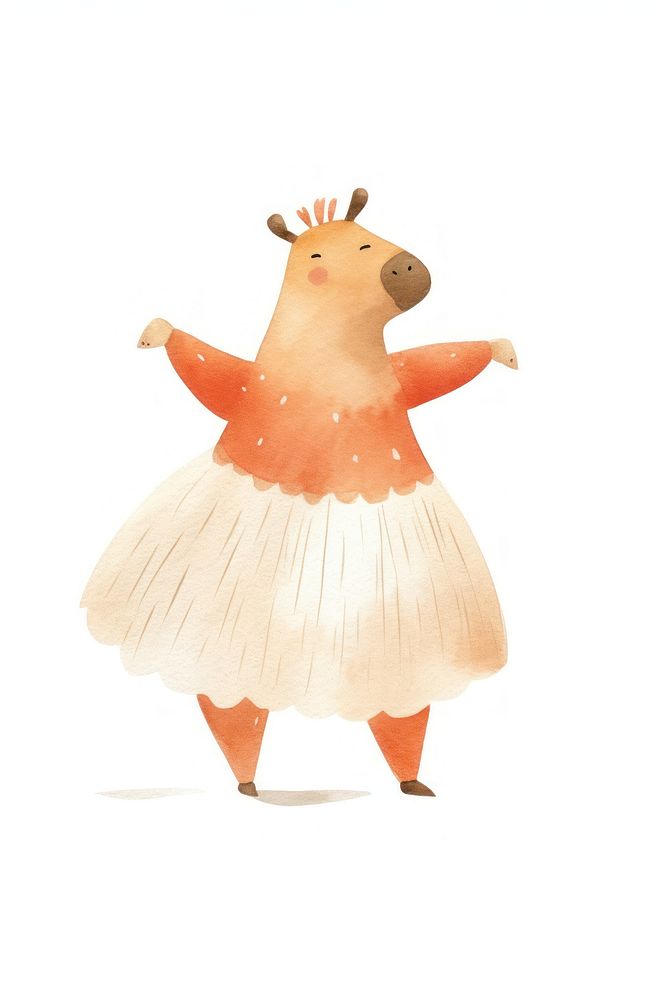 Capybara dancing animal cartoon white | Free Photo Illustration - rawpixel