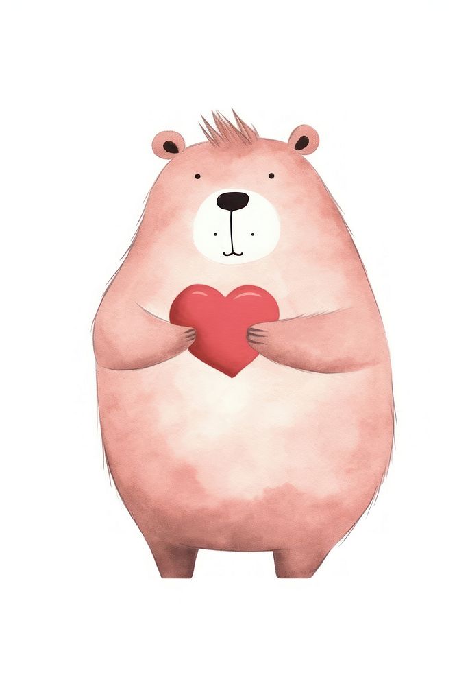 Capybara hugging heart cartoon mammal | Free Photo Illustration - rawpixel