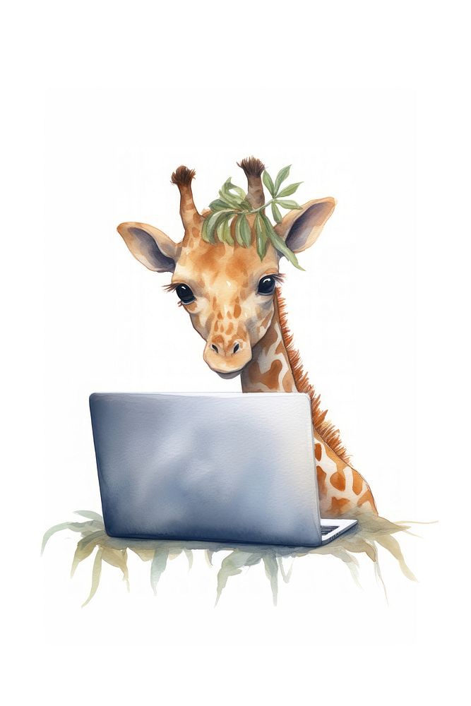Giraffe animal laptop wildlife | Free Photo Illustration - rawpixel