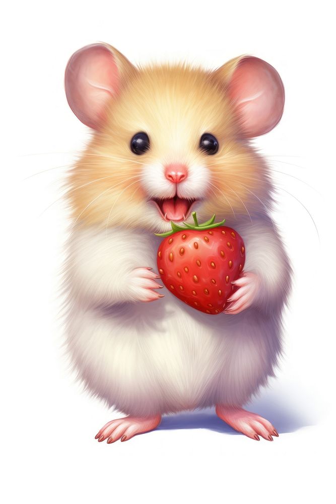 Hamster holding Strawberry rat rodent | Premium Photo Illustration ...