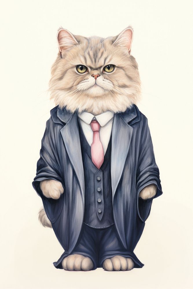 Judge cat drawing portrait animal. | Free Photo Illustration - rawpixel