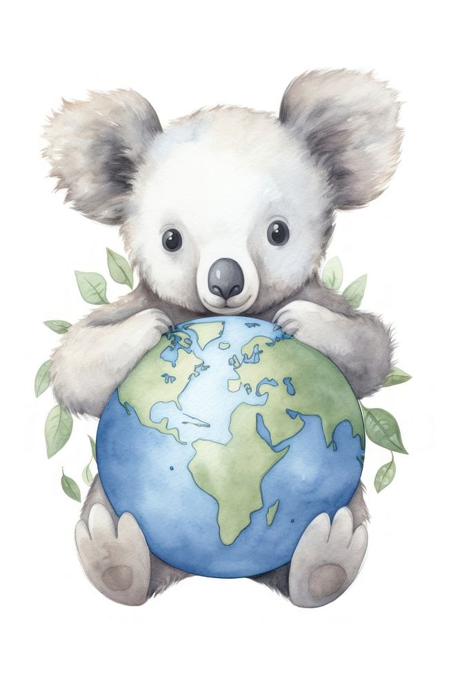 Koala holding earth mammal animal | Free Photo Illustration - rawpixel