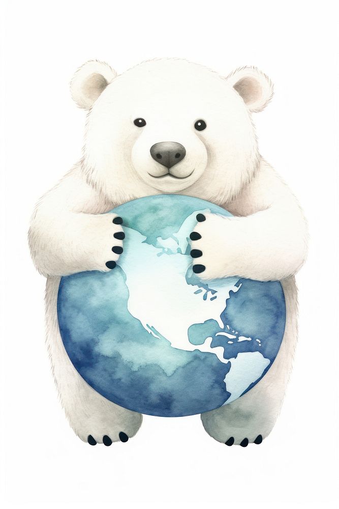 Polar bear holding earth mammal | Free Photo Illustration - rawpixel