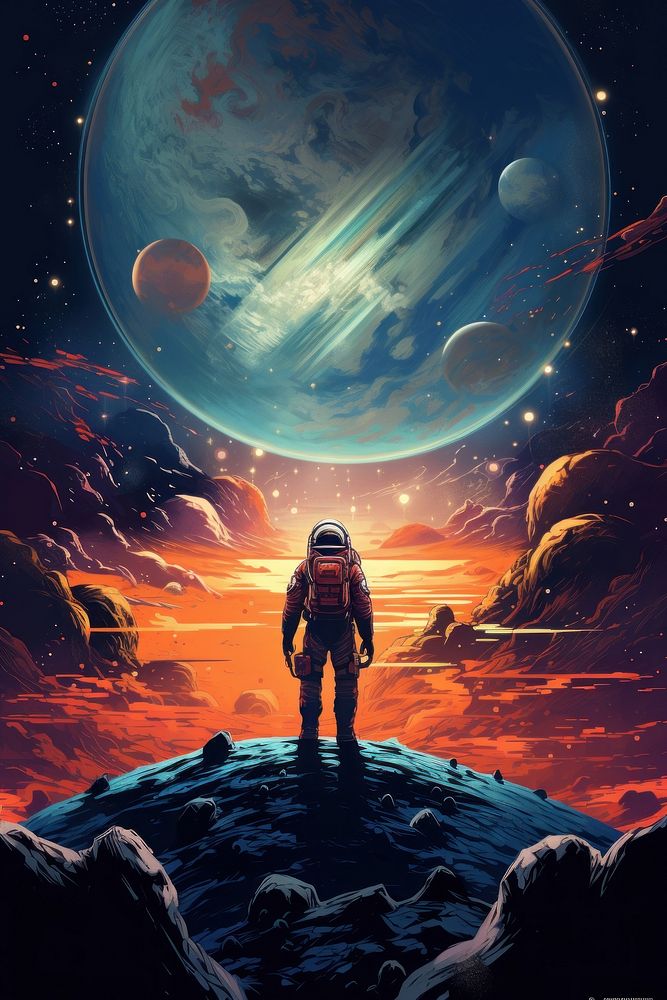 Space travel illustration planet astronomy | Premium Photo Illustration ...
