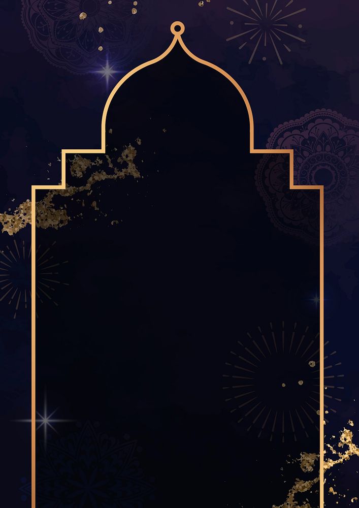 Blue mosque frame background, Diwali | Free Photo Illustration - rawpixel