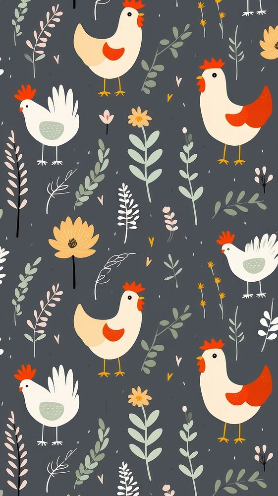 Chicken pattern backgrounds wallpaper. | Free Photo Illustration - rawpixel