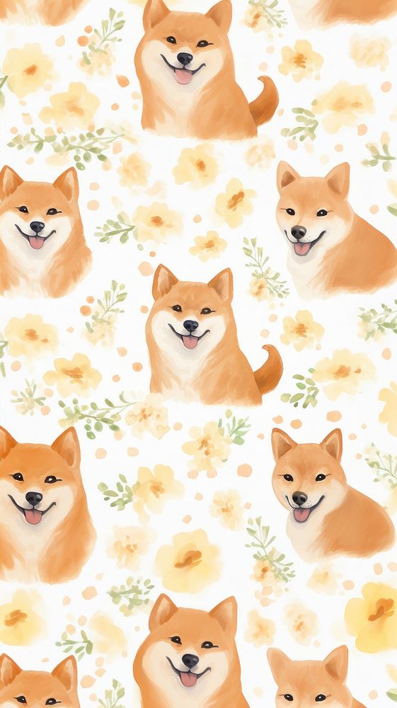 Shiba inu pattern backgrounds mammal. | Premium Photo Illustration ...
