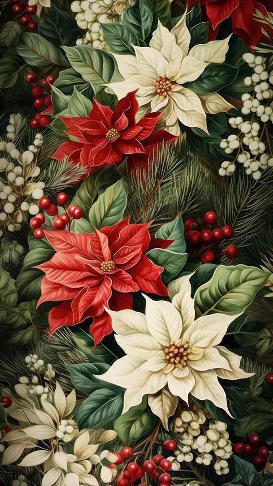 Christmas botanical plants christmas pattern | Premium Photo ...