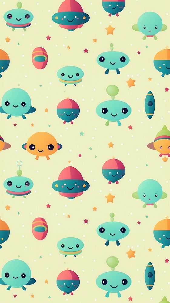 Cute alien pattern backgrounds paper. | Free Photo Illustration - rawpixel