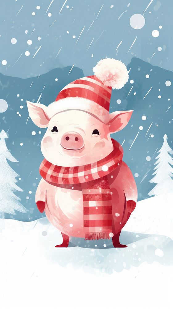 Winter snow pig mammal. | Free Photo Illustration - rawpixel