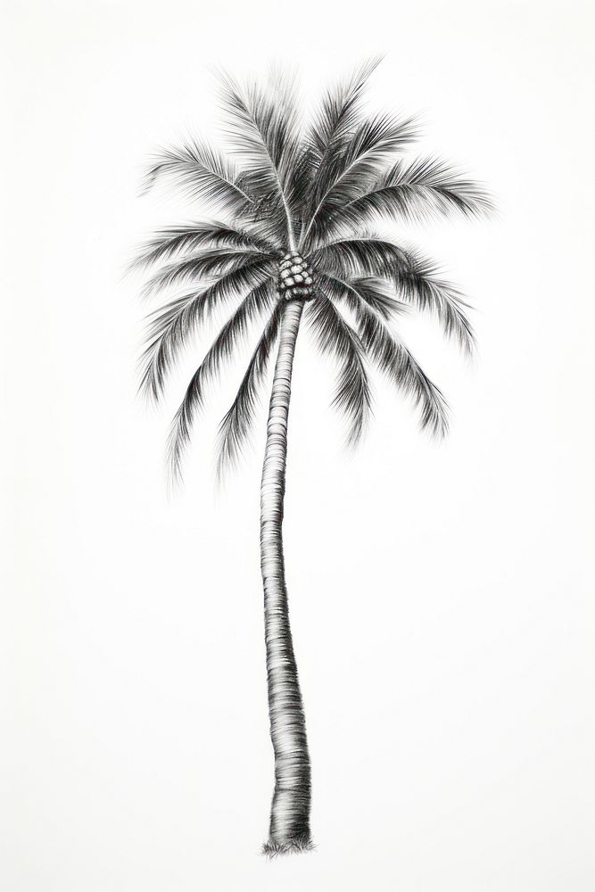 Coconut tree drawing sketch plant. | Free Photo Illustration - rawpixel